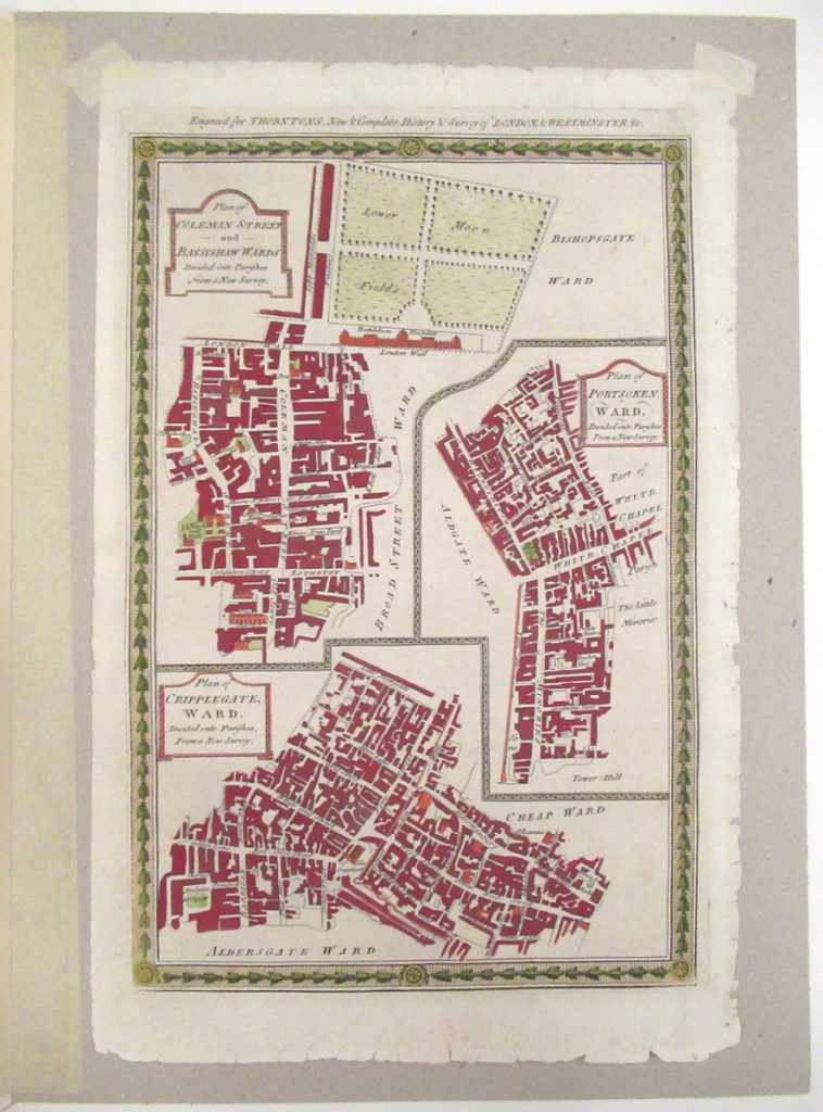Original 1785 Map of Coleman Street, Bassishaw Wards, Portsoken Ward ...