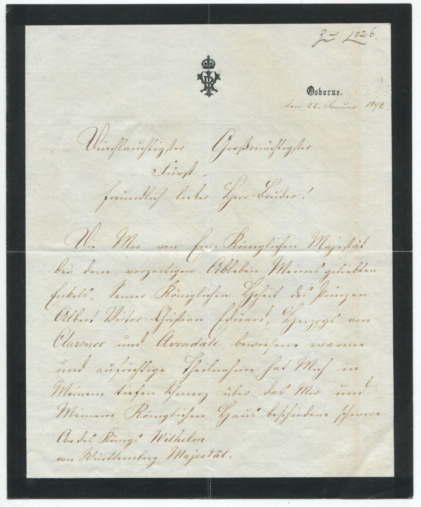 1892 Queen Victoria Letter Signed Thanking her Brother-in-Law for ...