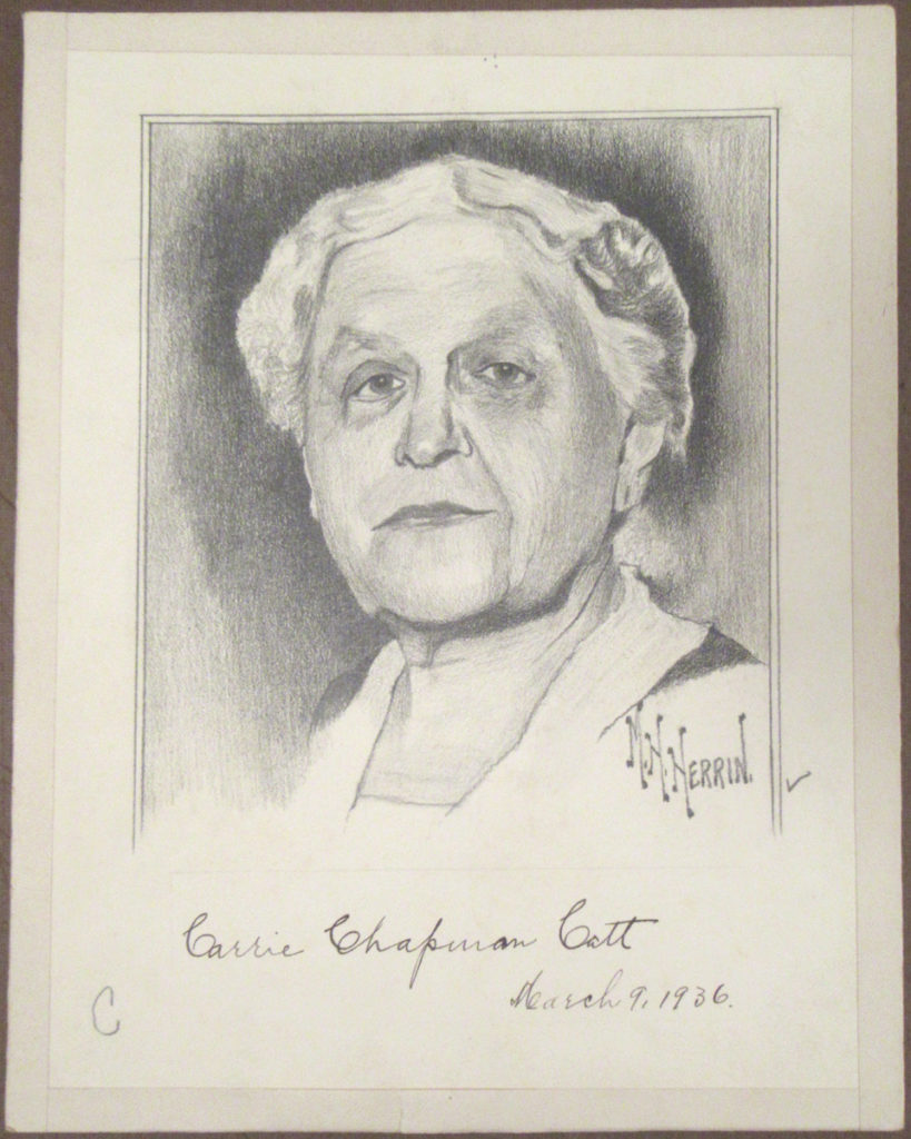 1936 Suffragette Carrie Chapman Catt Signed Original Pencil Portrait by ...