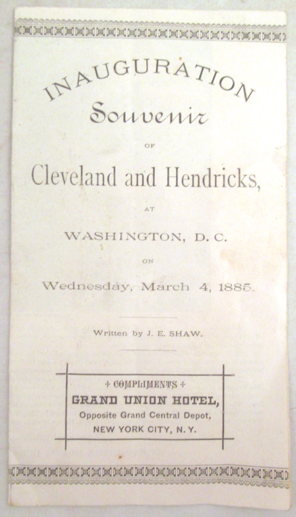 1885 Grover Cleveland Thomas Hendricks Inauguration Souvenir | Holzman ...