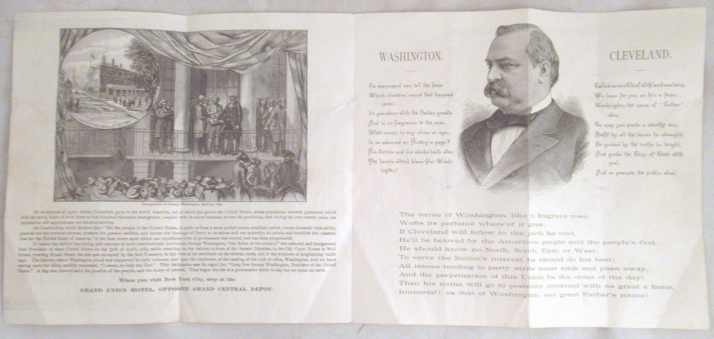 1885 Grover Cleveland Thomas Hendricks Inauguration Souvenir | Holzman ...