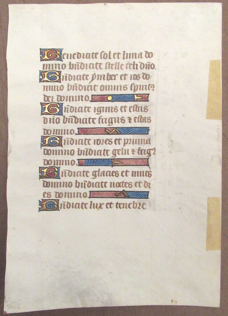 15th Century Medieval Illuminated Manuscript Leaf from a Book of Hours ...